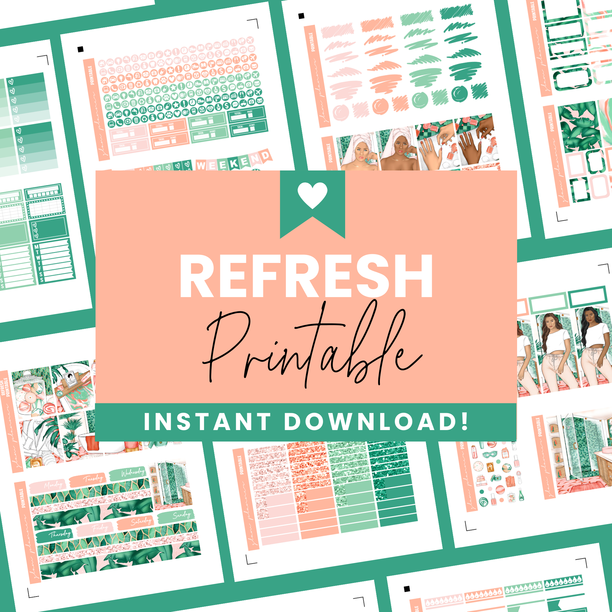 Refresh Premium Printable Sticker Kit – Glam Planner